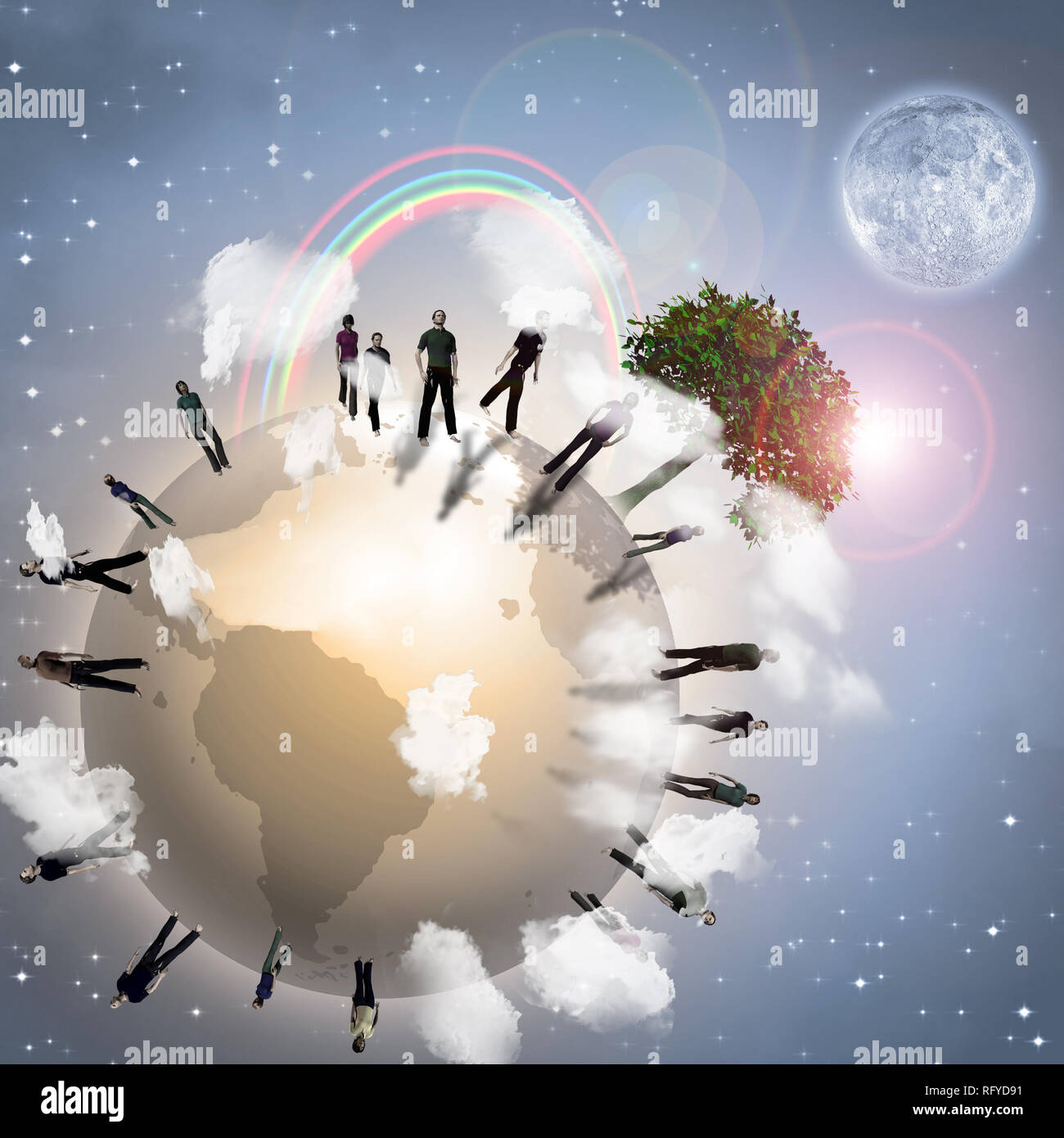 Eco Earth Community. 3D rendering Stock Photo - Alamy