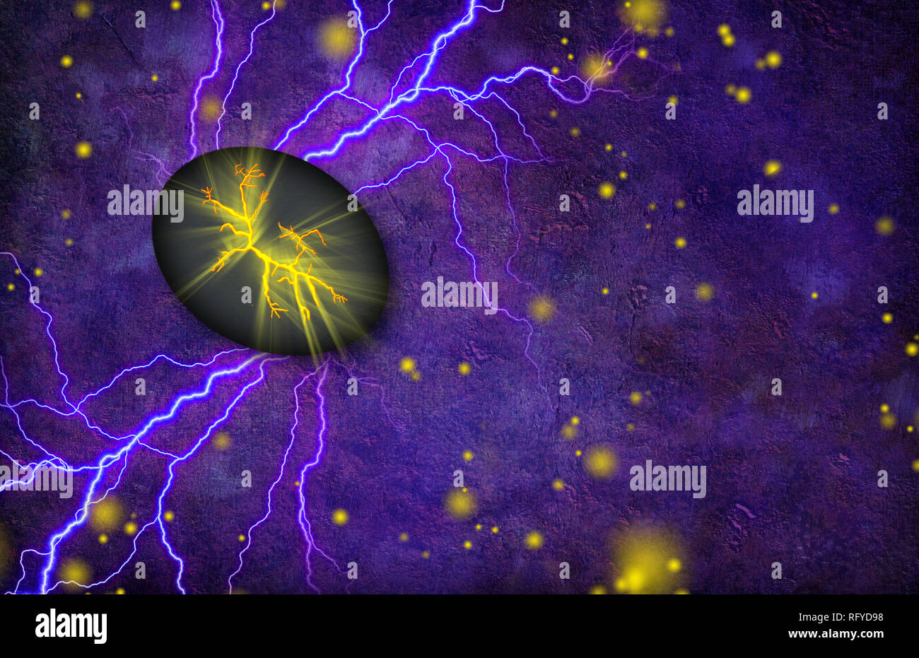 Cracked Stone Emits Light and Radiates Electricity Stock Photo - Alamy