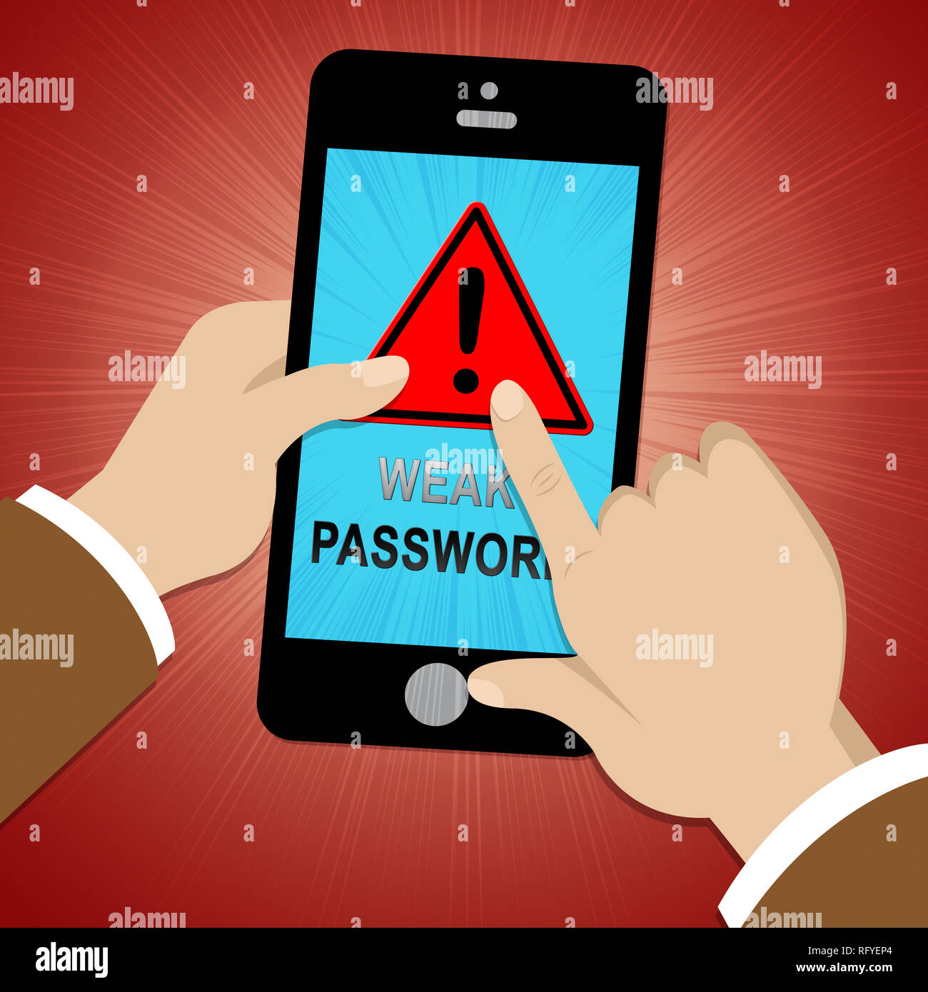 Weak Password Phone Shows Online Vulnerability And Internet Threat ...