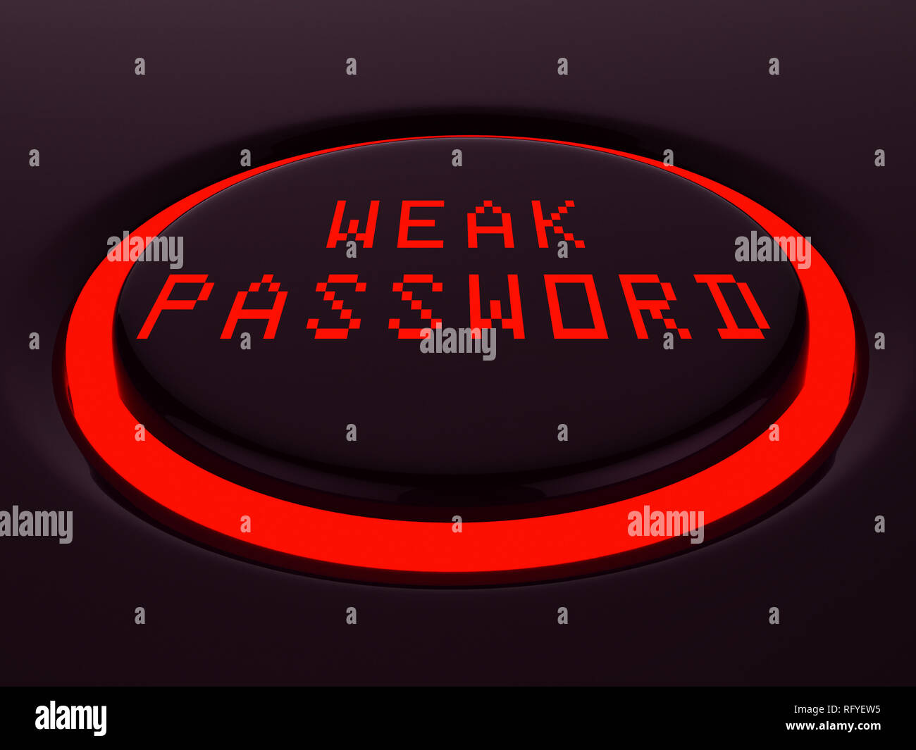 Weak Password Button Shows Online Vulnerability And Internet Threat ...
