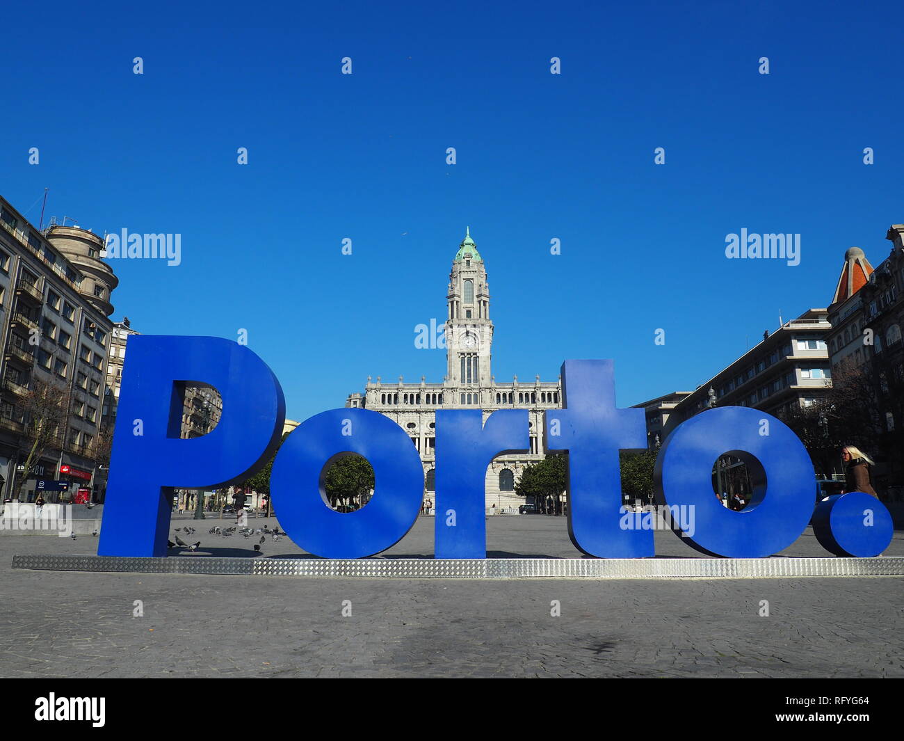 Porto sign at Avenida dos Aliados in Porto - Portugal Stock Photo - Alamy