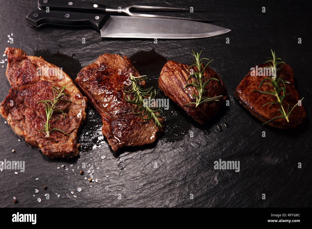 Barbecue Rib Eye Steak. Black Angus Prime meat steaks Machete ...