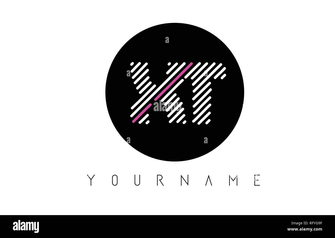 XT Letter Logo Design with White Lines and Black Circle Vector ...