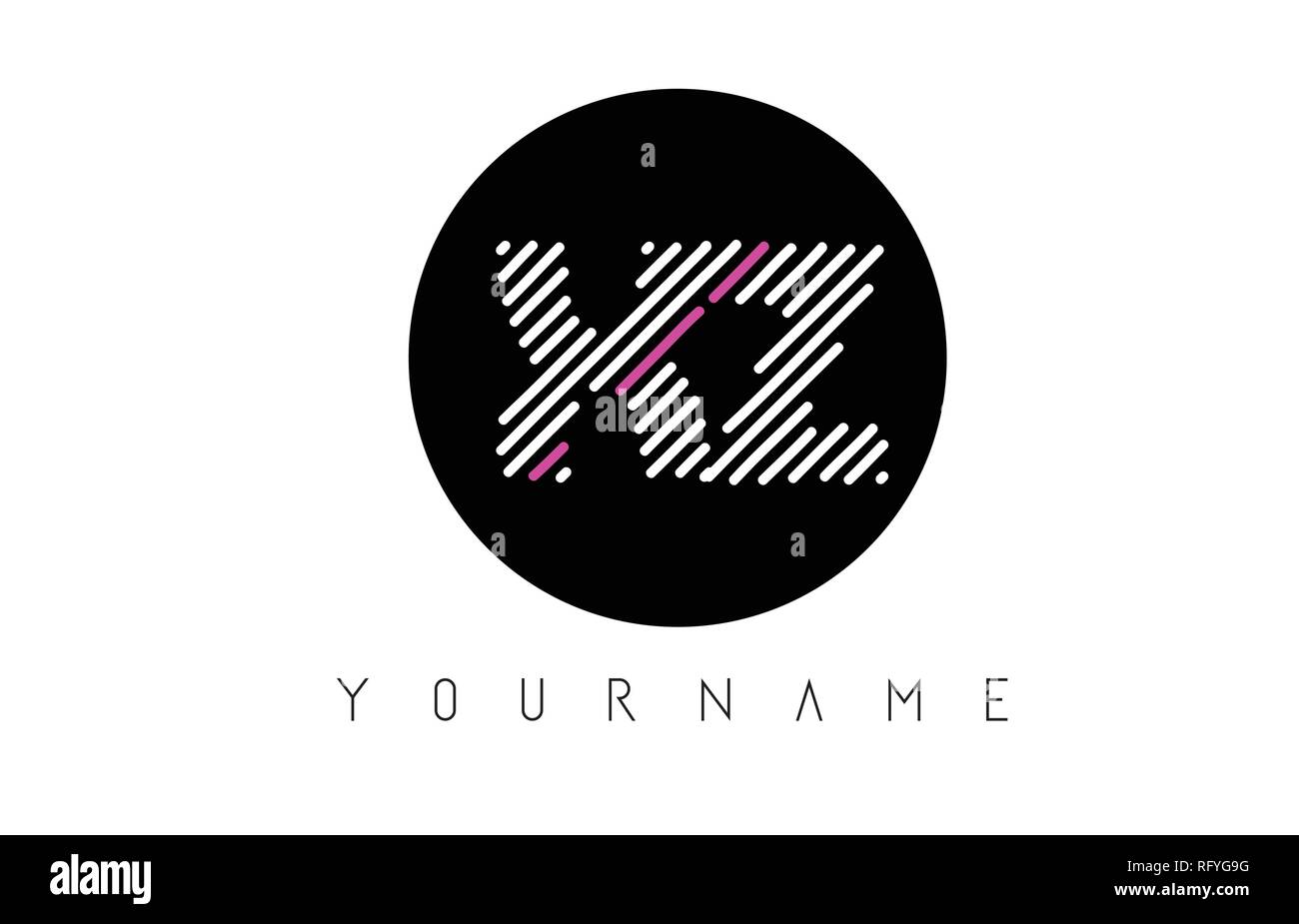 XZ Letter Logo Design with White Lines and Black Circle Vector ...