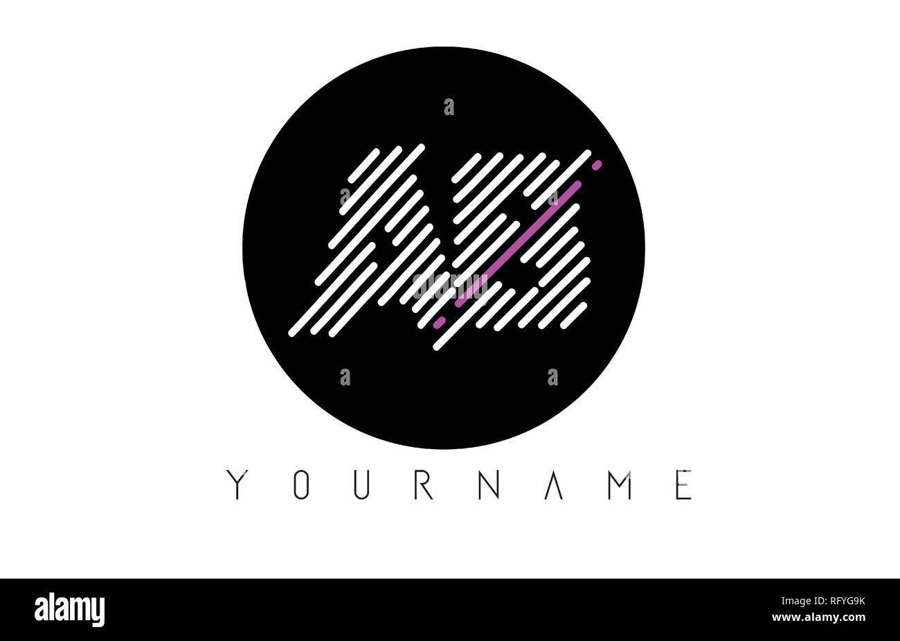 AB Letter Logo Design with White Lines and Black Circle Vector ...