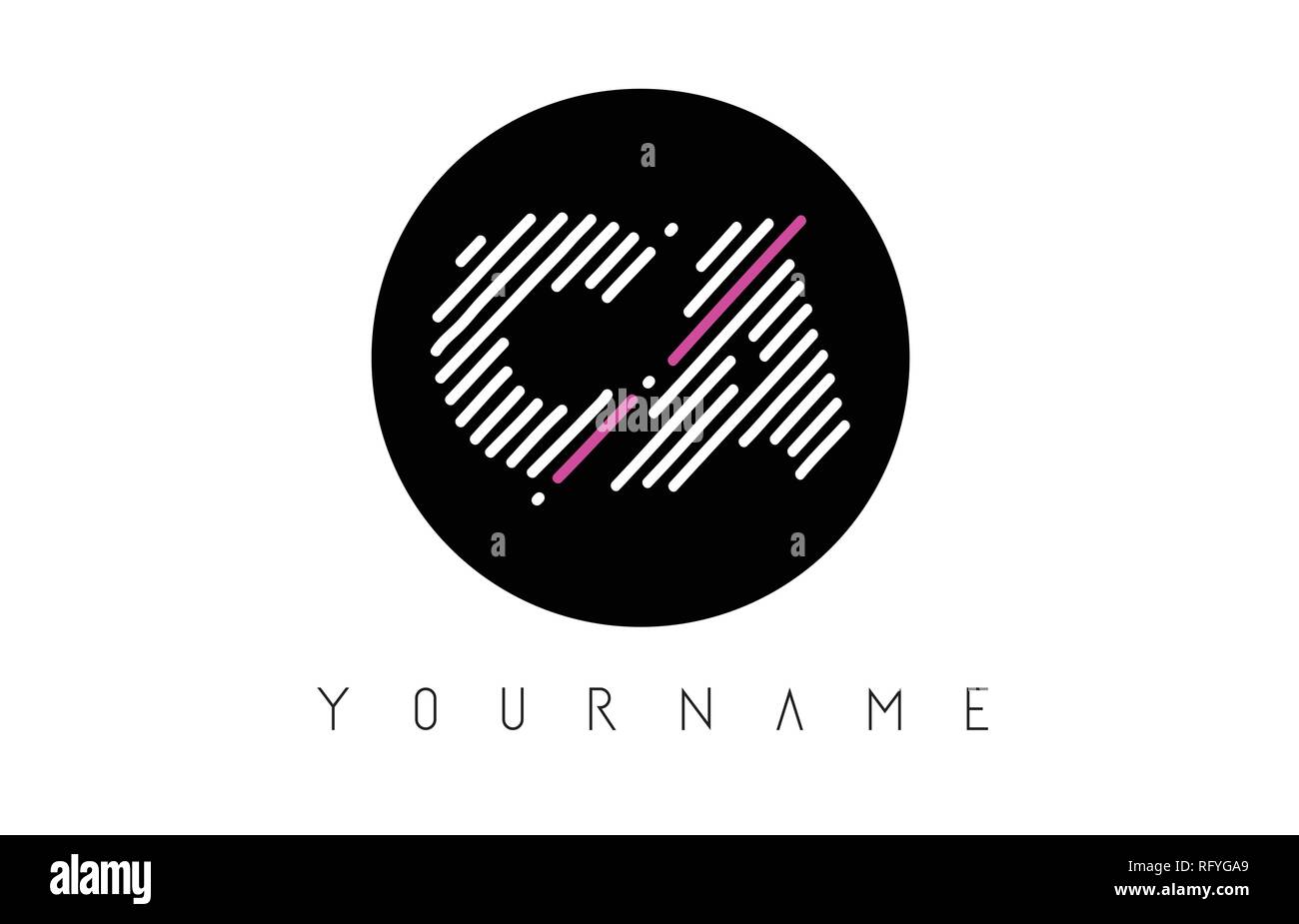 CA Letter Logo Design with White Lines and Black Circle Vector ...