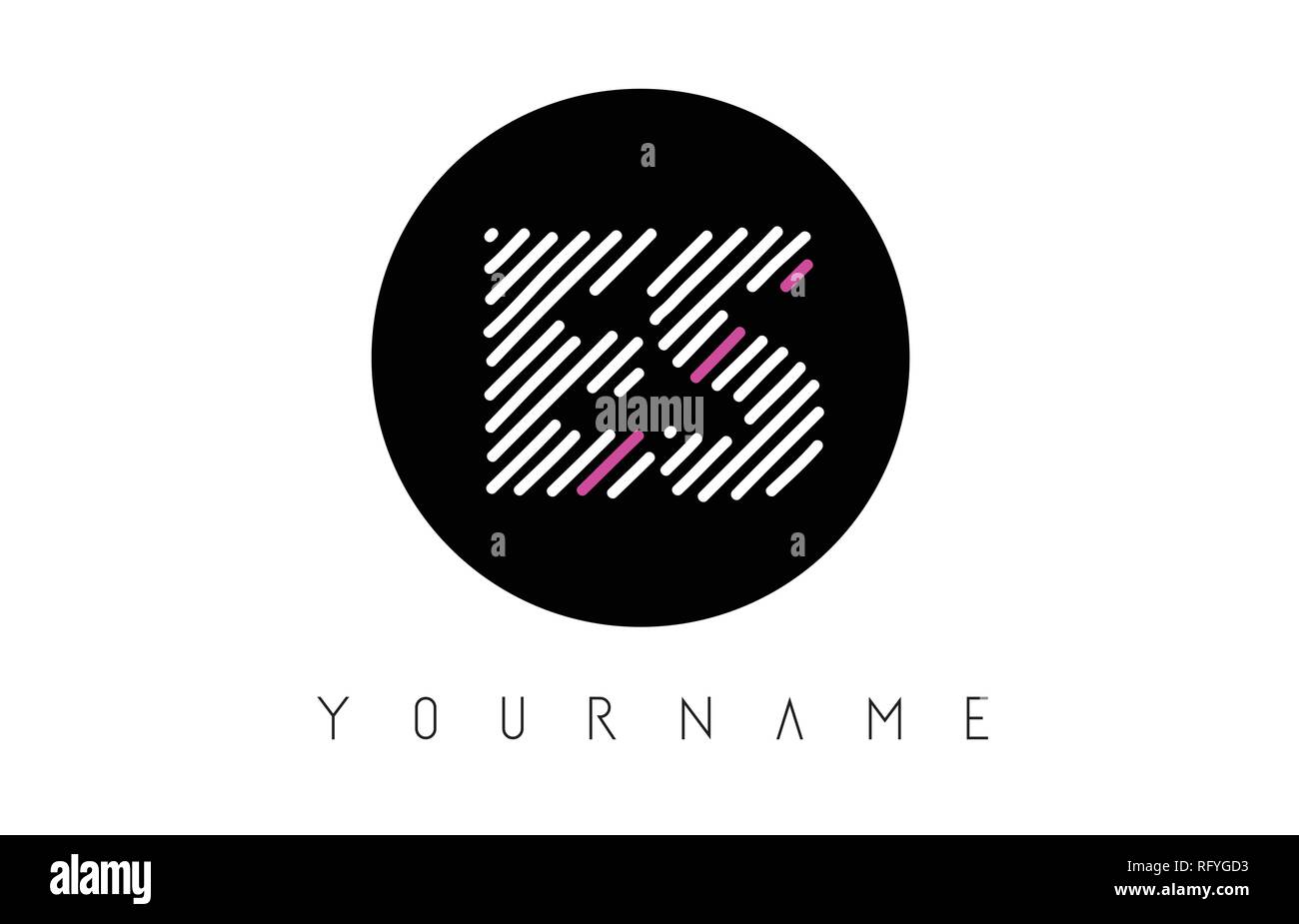 ES Letter Logo Design with White Lines and Black Circle Vector ...