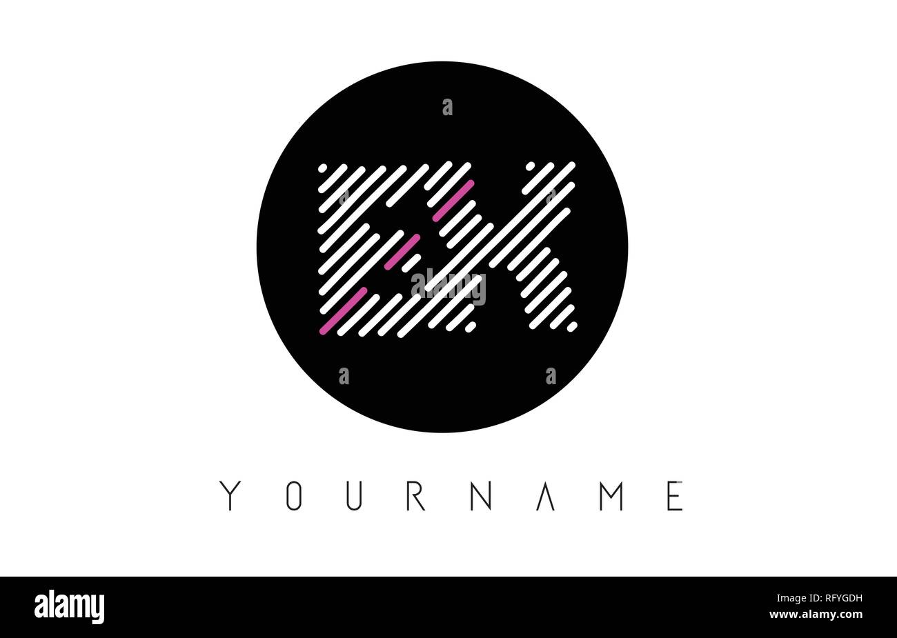 EX Letter Logo Design with White Lines and Black Circle Vector ...
