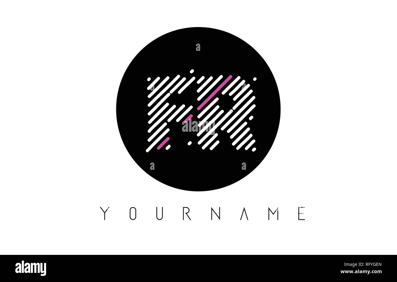 FR Letter Logo Design with White Lines and Black Circle Vector ...