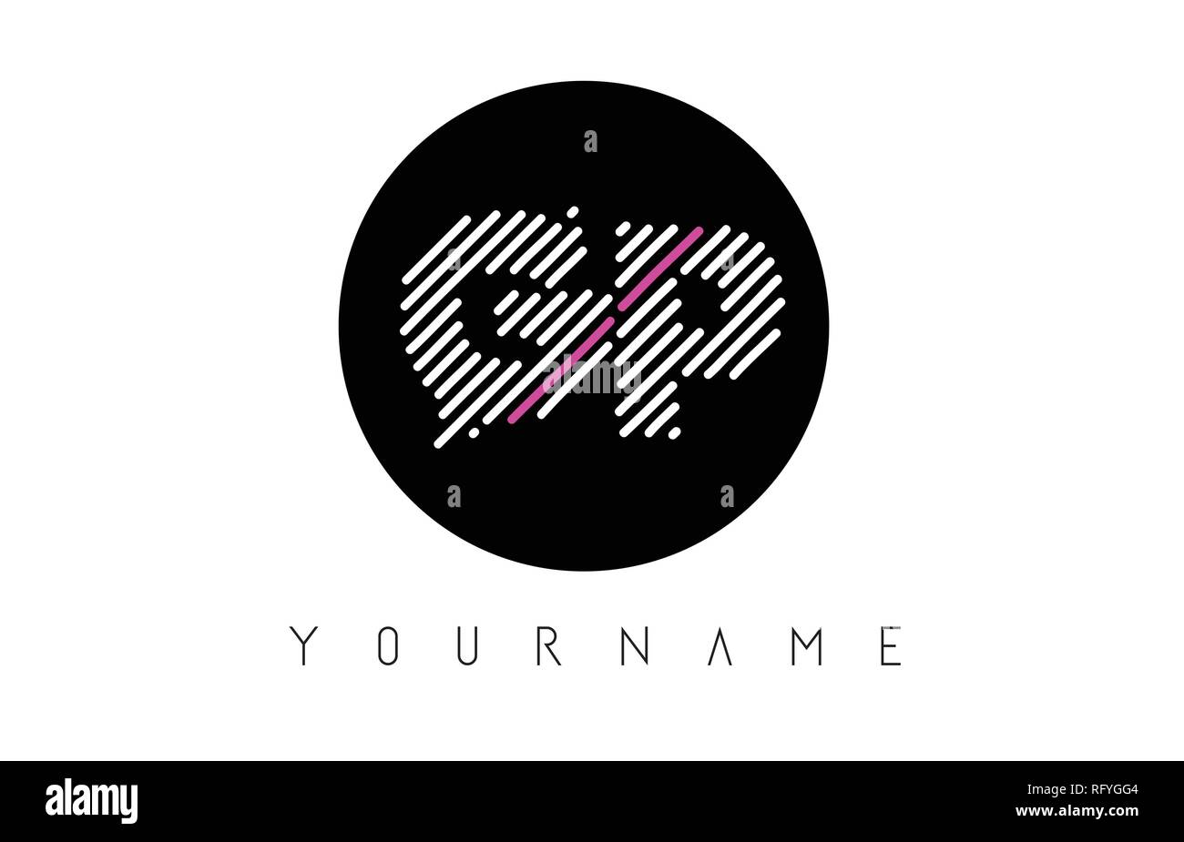 GP Letter Logo Design with White Lines and Black Circle Vector ...