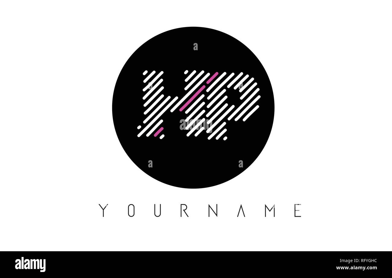 HP Letter Logo Design with White Lines and Black Circle Vector ...