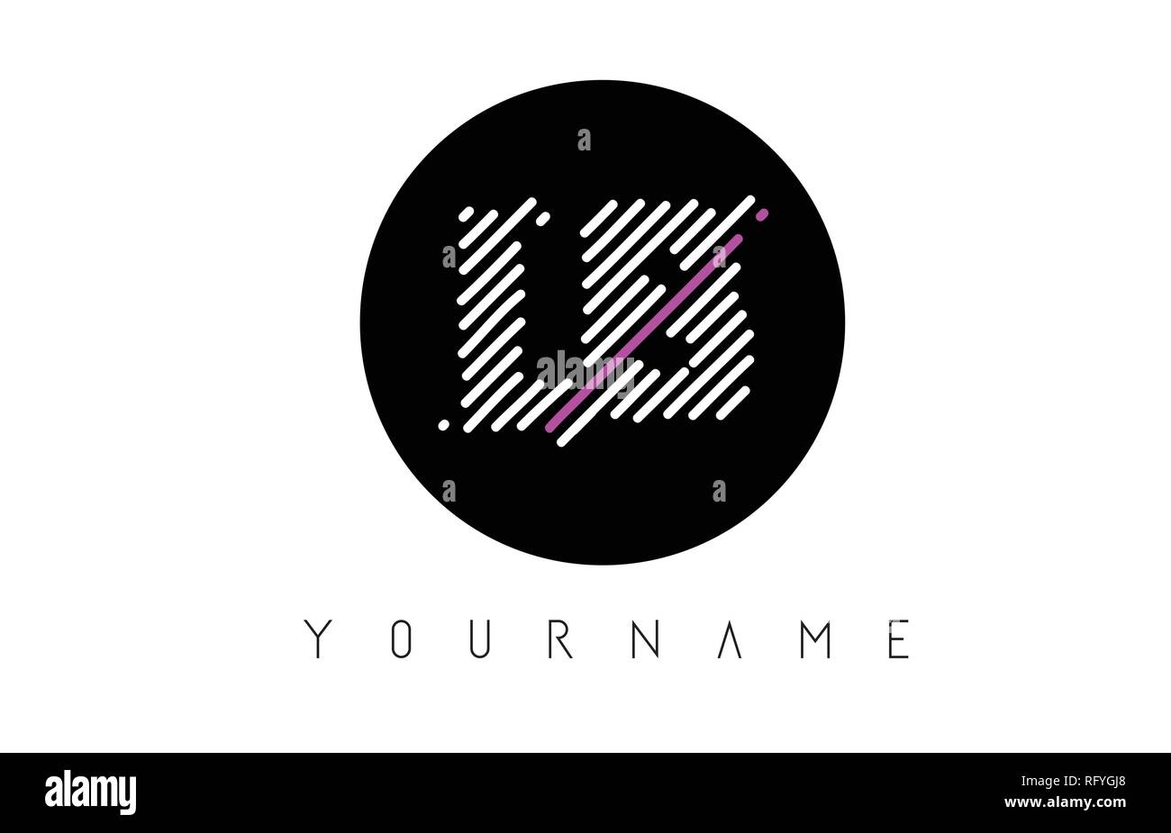 LB Letter Logo Design with White Lines and Black Circle Vector ...