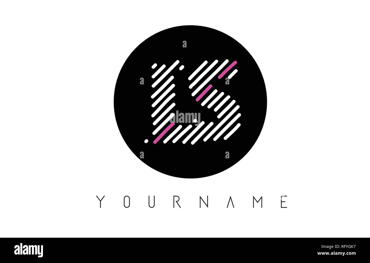 LS Letter Logo Design with White Lines and Black Circle Vector ...