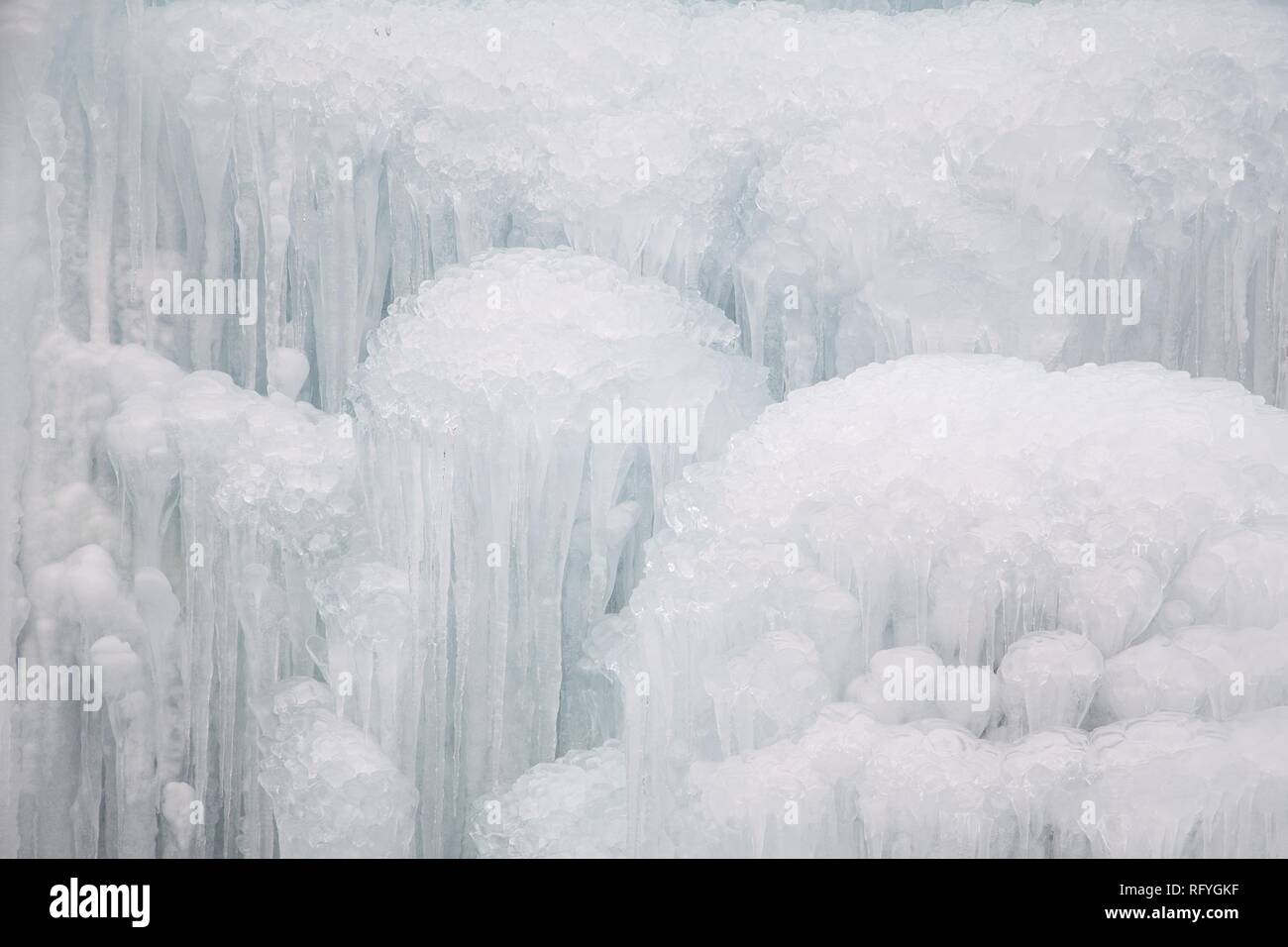 close up of icy waterfall formation background Stock Photo - Alamy