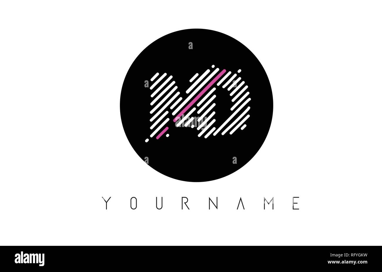 MD Letter Logo Design with White Lines and Black Circle Vector ...