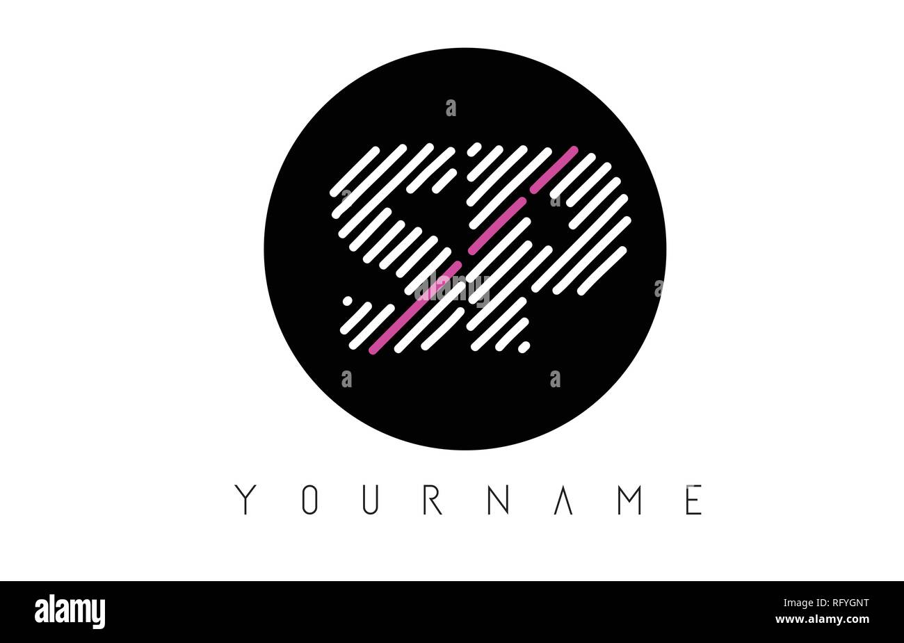 SP Letter Logo Design with White Lines and Black Circle Vector ...