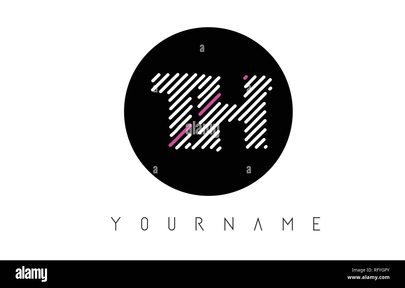 TH Letter Logo Design with White Lines and Black Circle Vector ...