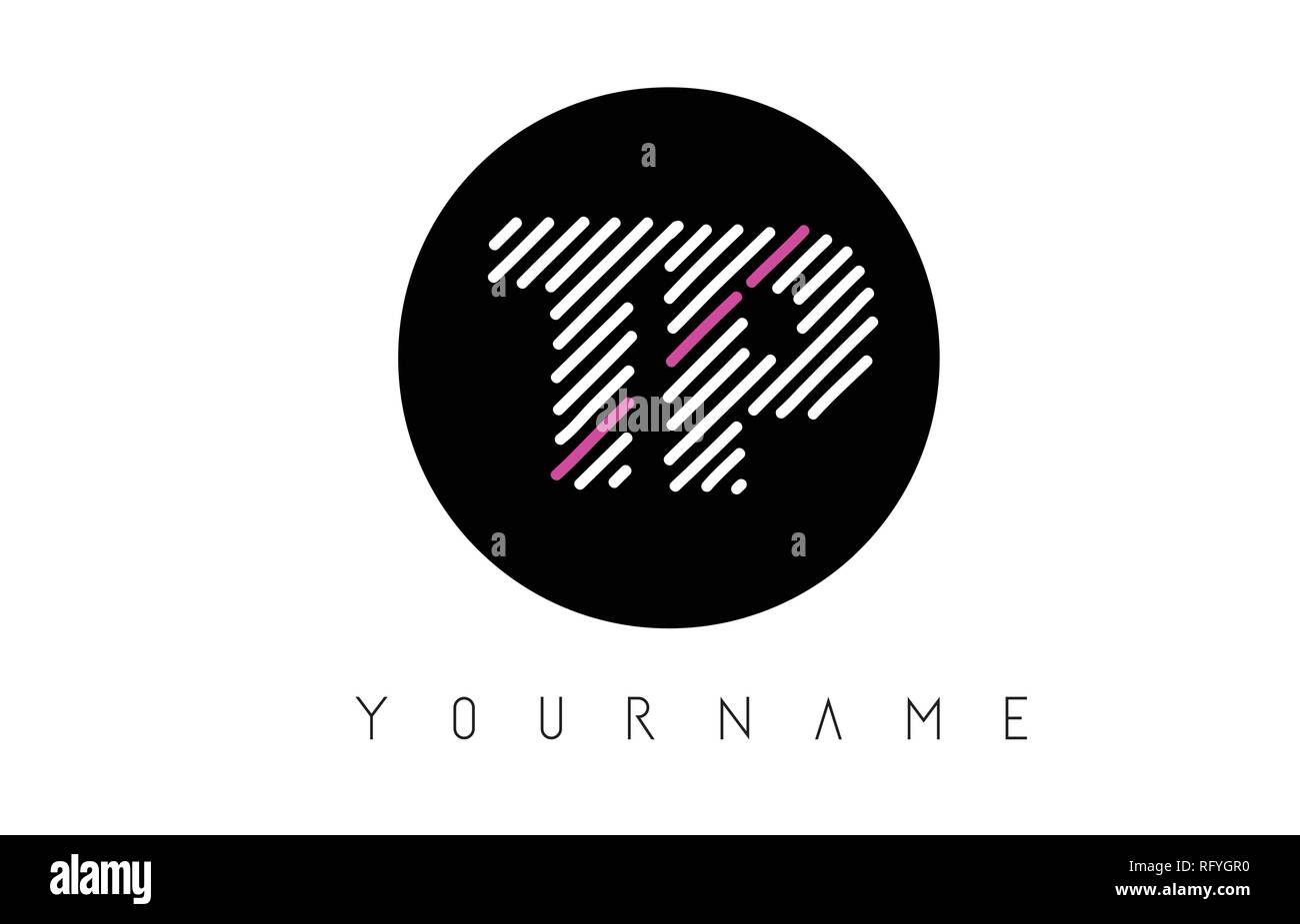 TP Letter Logo Design with White Lines and Black Circle Vector ...
