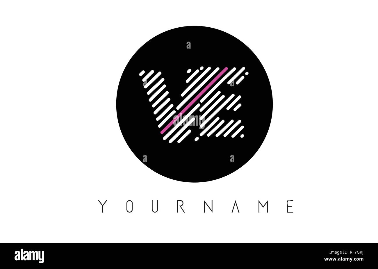 VE Letter Logo Design with White Lines and Black Circle Vector ...