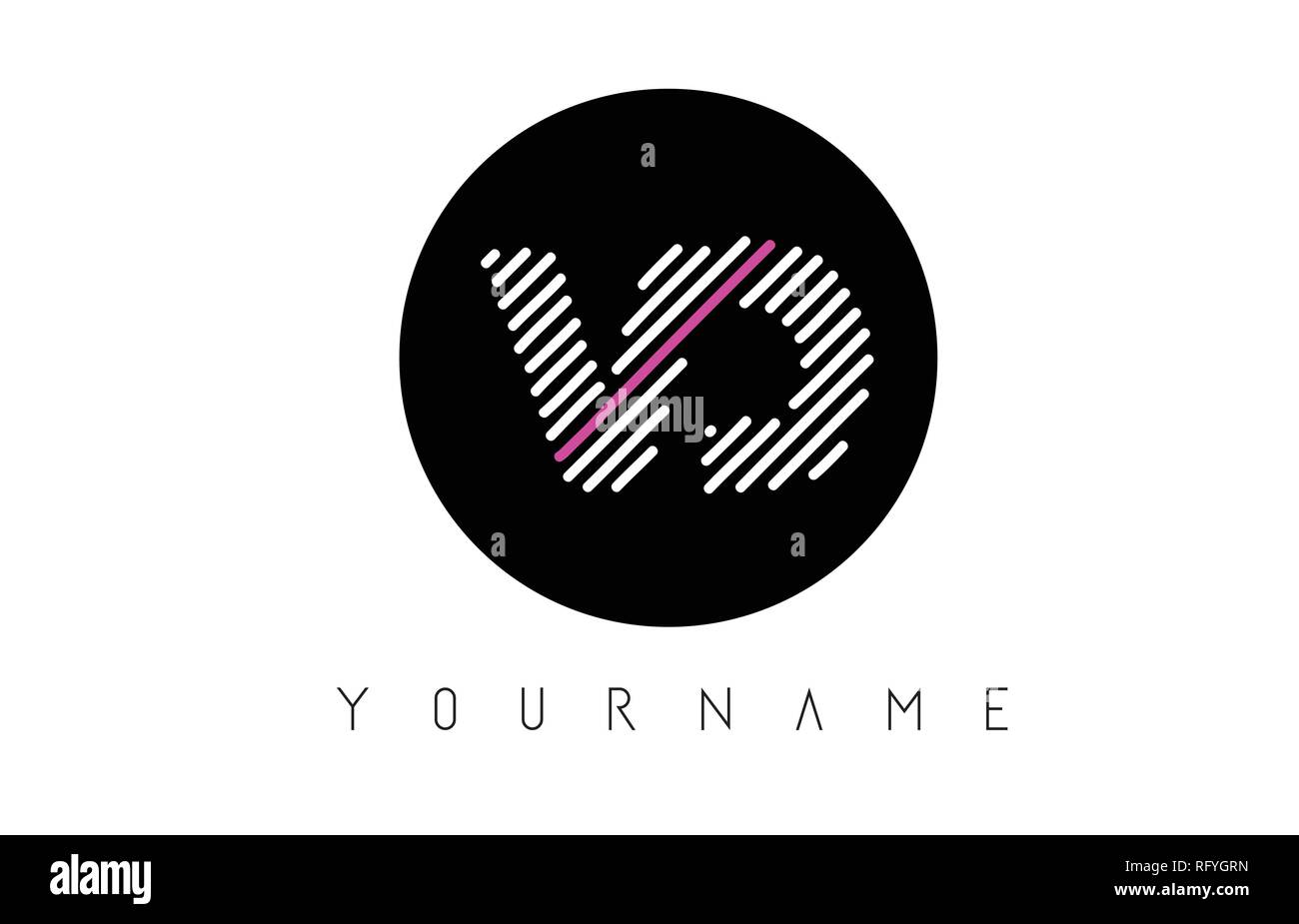 VO Letter Logo Design with White Lines and Black Circle Vector ...