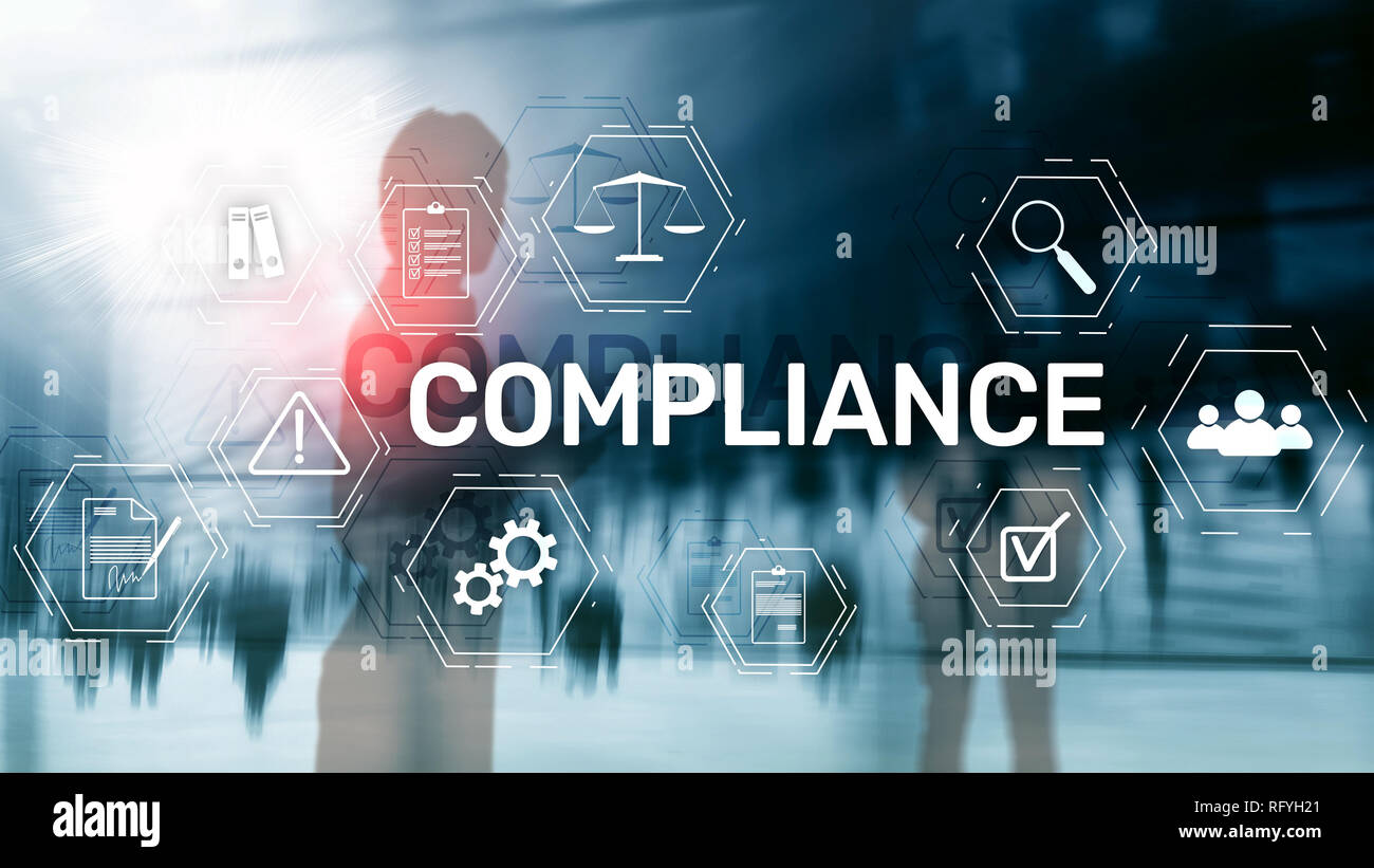 Compliance diagram with icons. Business concept on abstract background ...
