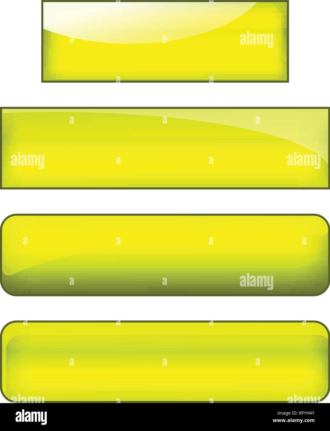 Vector Bright Glossy Web Buttons Set Green And Yellow Stock Vector