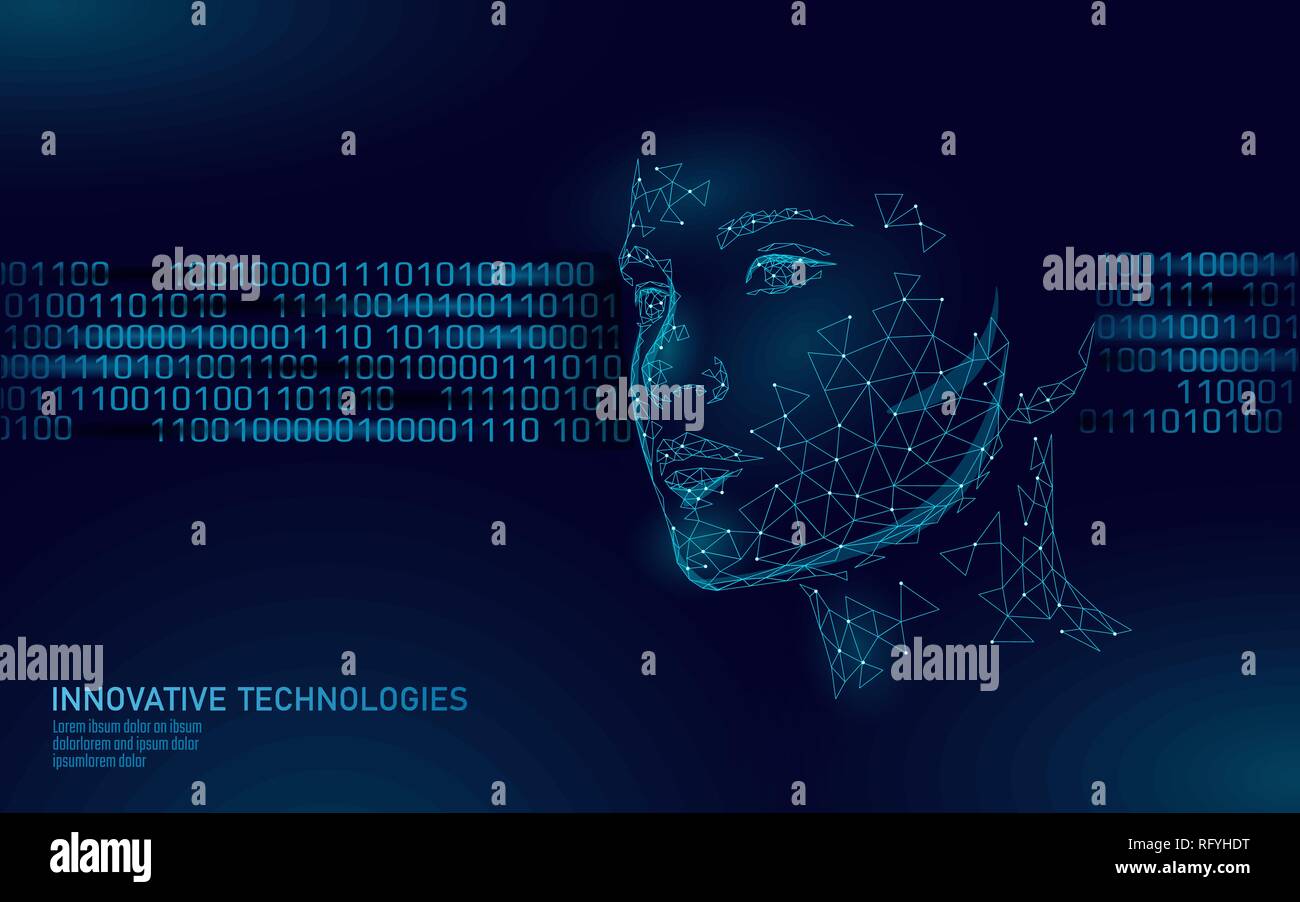 Low poly female human face biometric identification. Recognition system ... Low poly female human face biometric identification. Recognition system ...