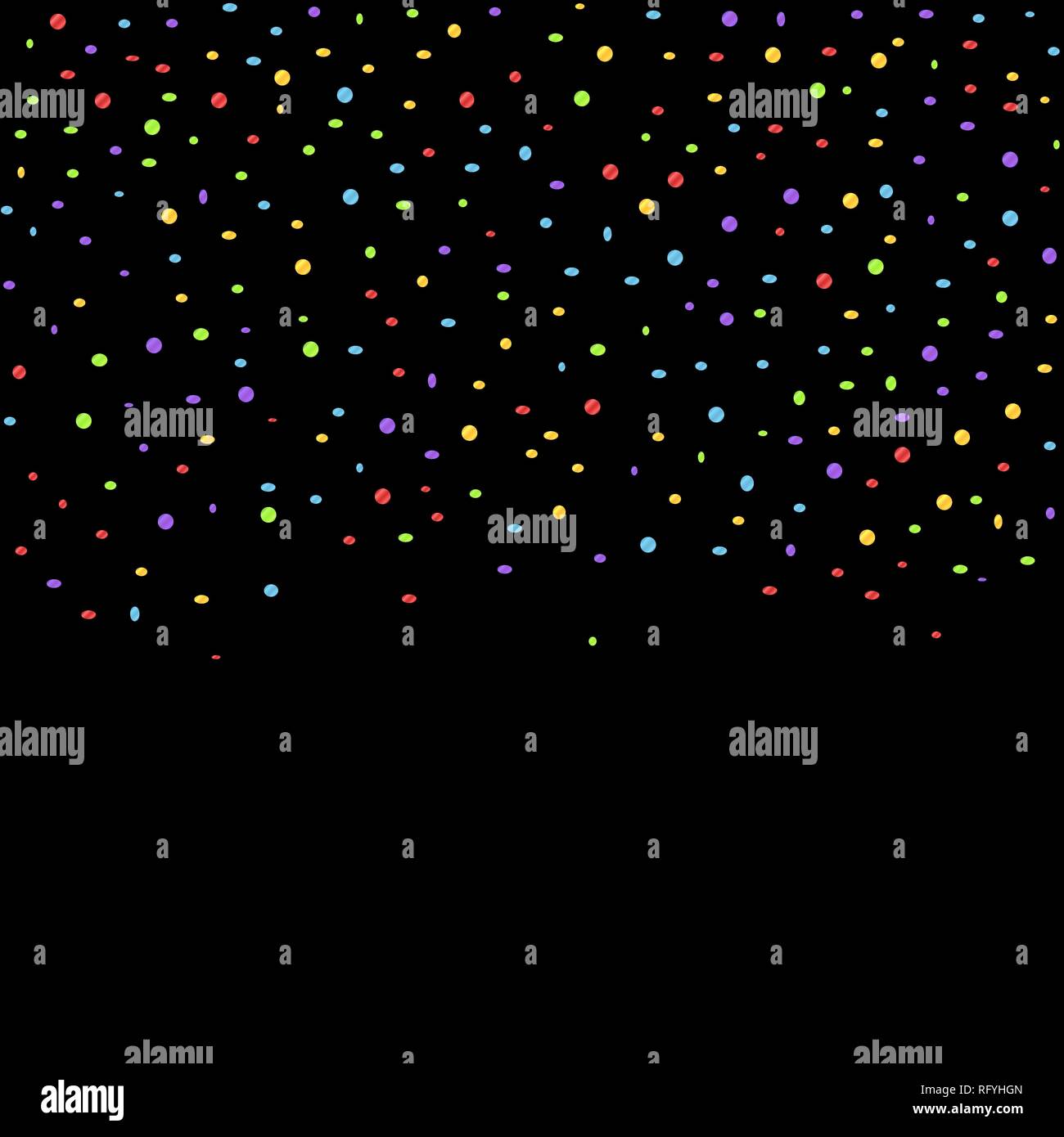 Abstract background with many colored falling tiny confetti pieces ...