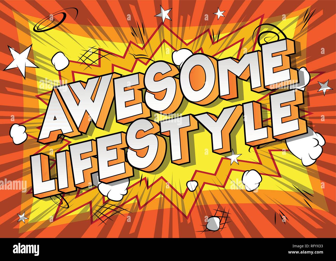 Awesome Lifestyle - Vector illustrated comic book style phrase on ...