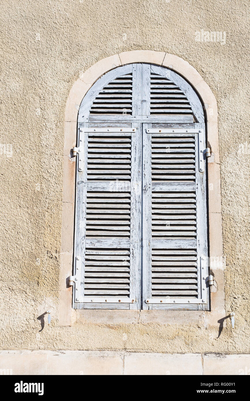 Old ancient window shutters of a mediterranean house, vintage ...