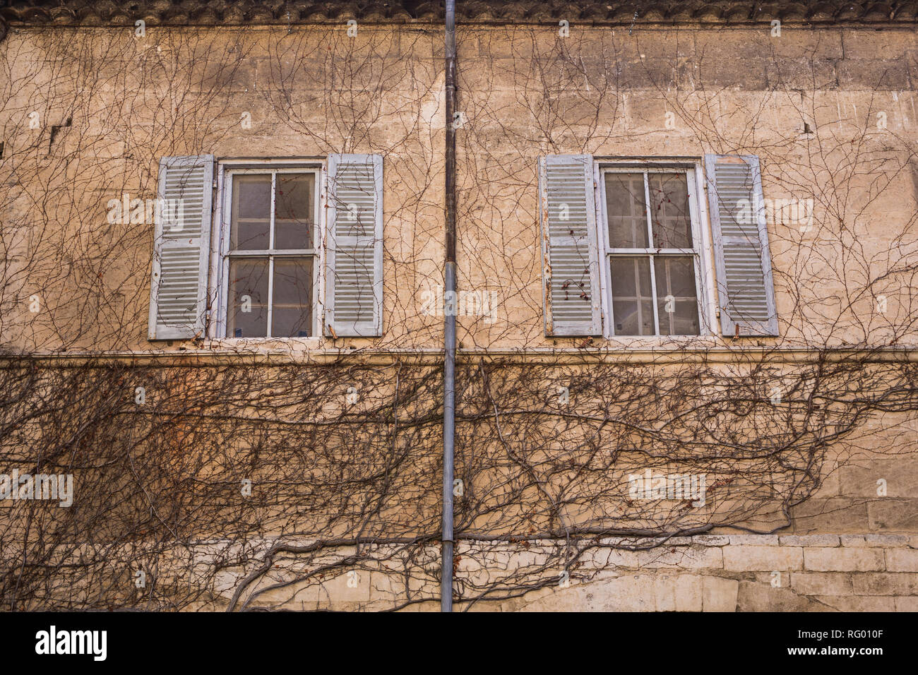 Old ancient window shutters of a mediterranean house, vintage ...