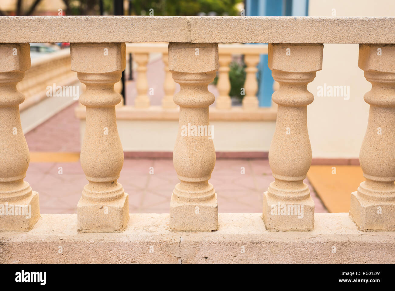 Exterior, design and building concept - Row of classic balcony columns ...