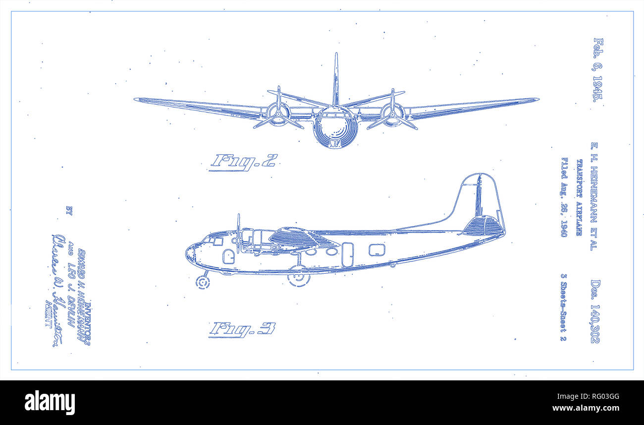 Vintage airplane technical drawing hi-res stock photography and images ...