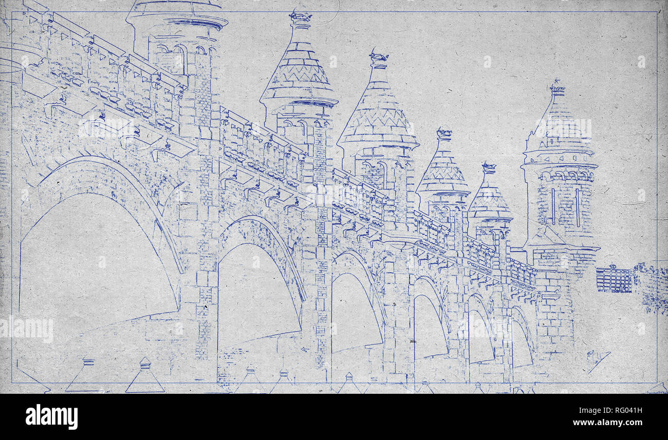 Blueprint drawing of bridge hi-res stock photography and images - Alamy
