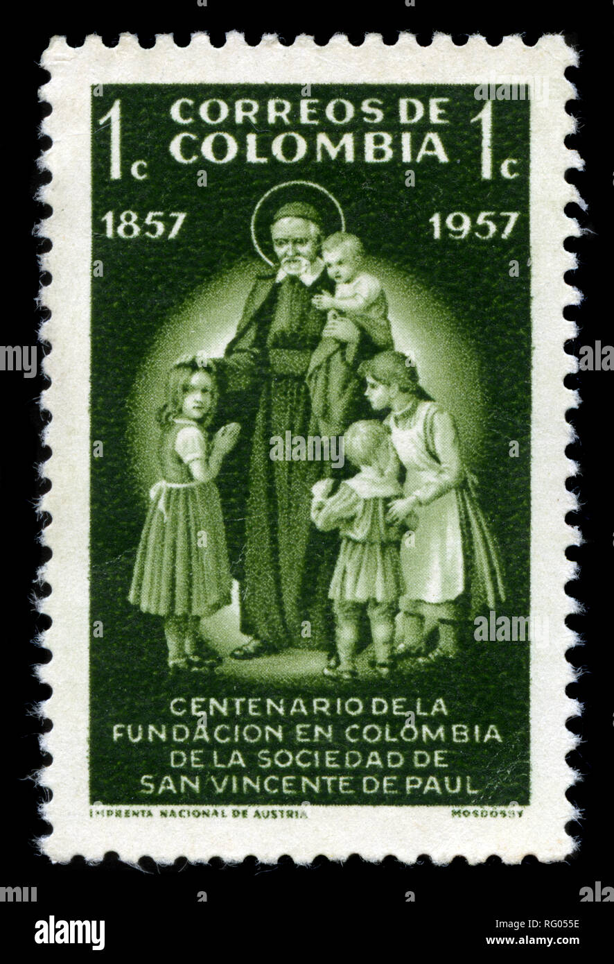 Postage stamp from Colombia in the Colombian Society of St. Vincent de ...