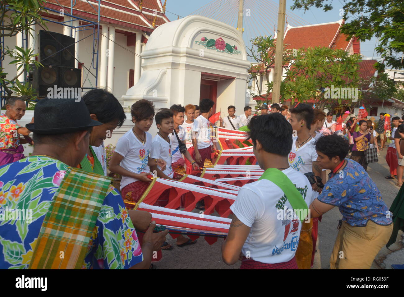Samut Prakan,Thailand-APRIL 13,2017: Songkran Festival in the Thai-Mon ...