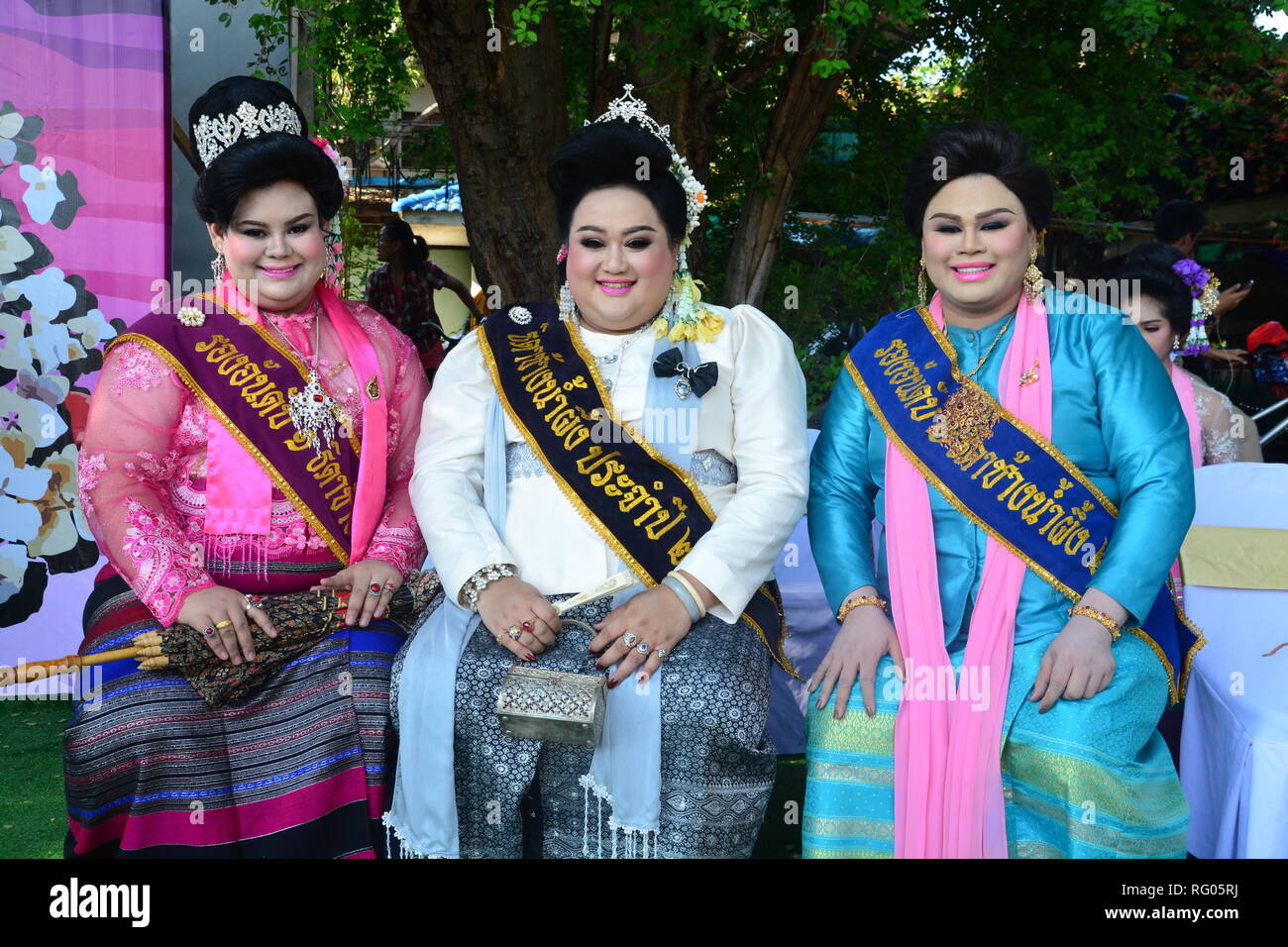 Samut Prakan,Thailand-APRIL 14,2017: Songkran Festival in the Thai-Mon style, Songkran Festival ...