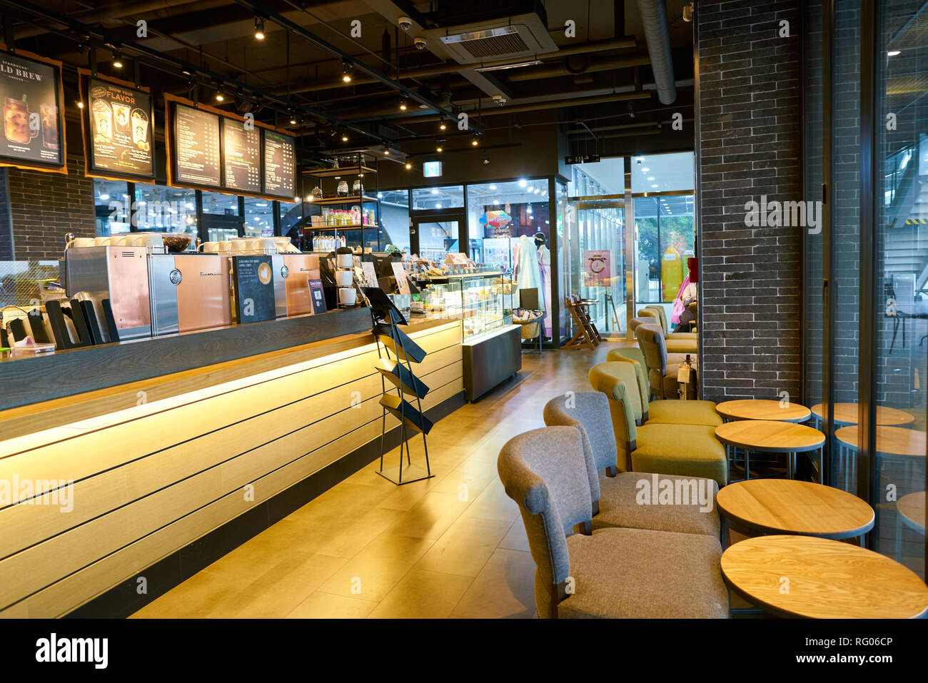 SEOUL, SOUTH KOREA - CIRCA MAY, 2017: inside Starbucks in Seoul ...