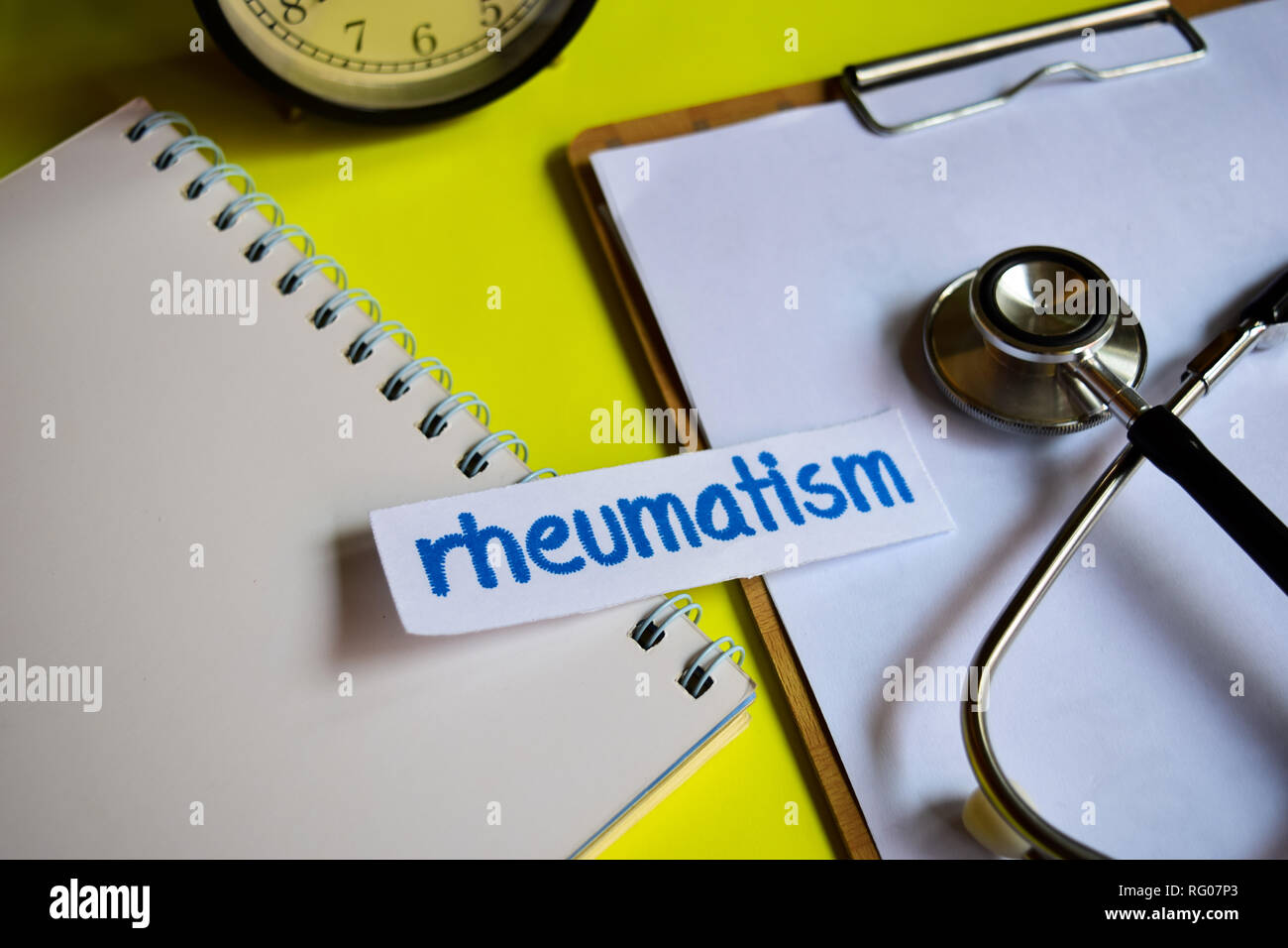 Rheumatism on healthcare concept inspiration with yellow background ...