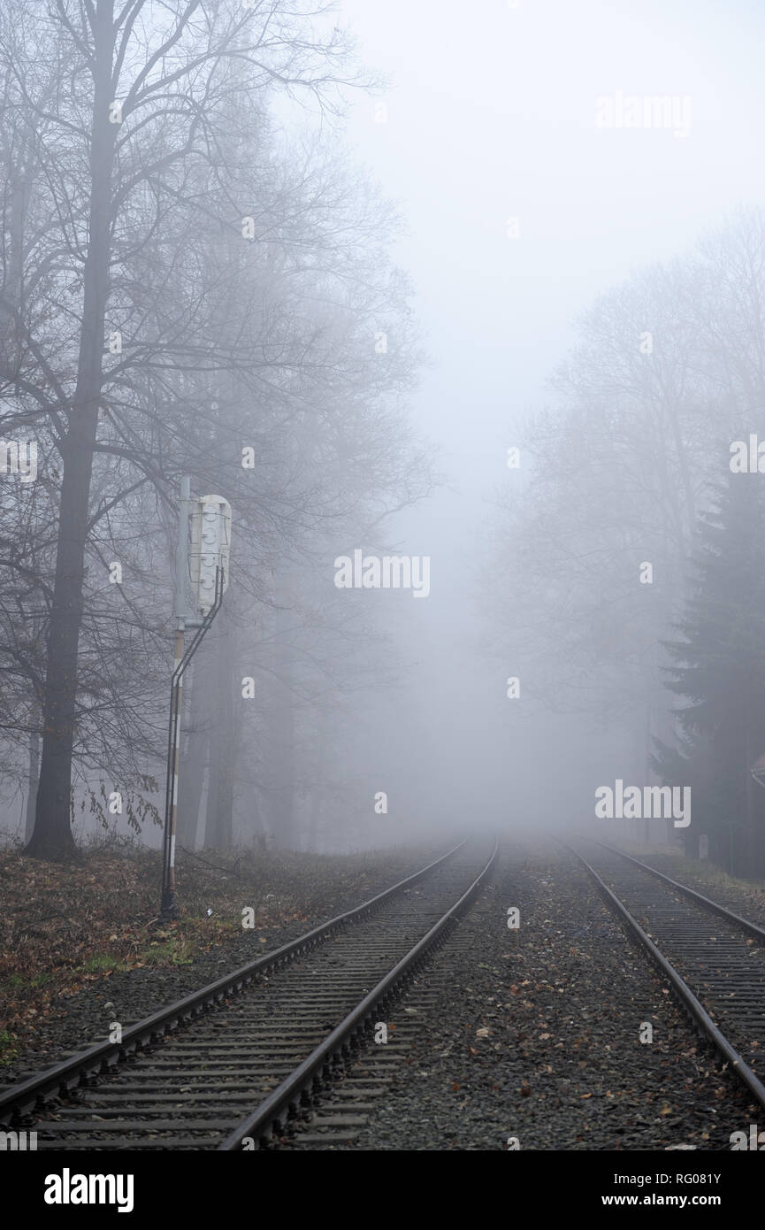 railroad, tracks, train, poor visibility, danger, restriction ...