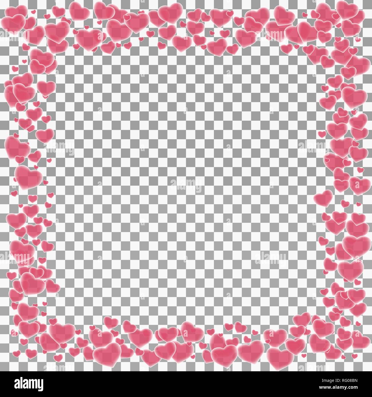 Abstract hearts design for Valentine's Day. Pink hearts frame on white ...