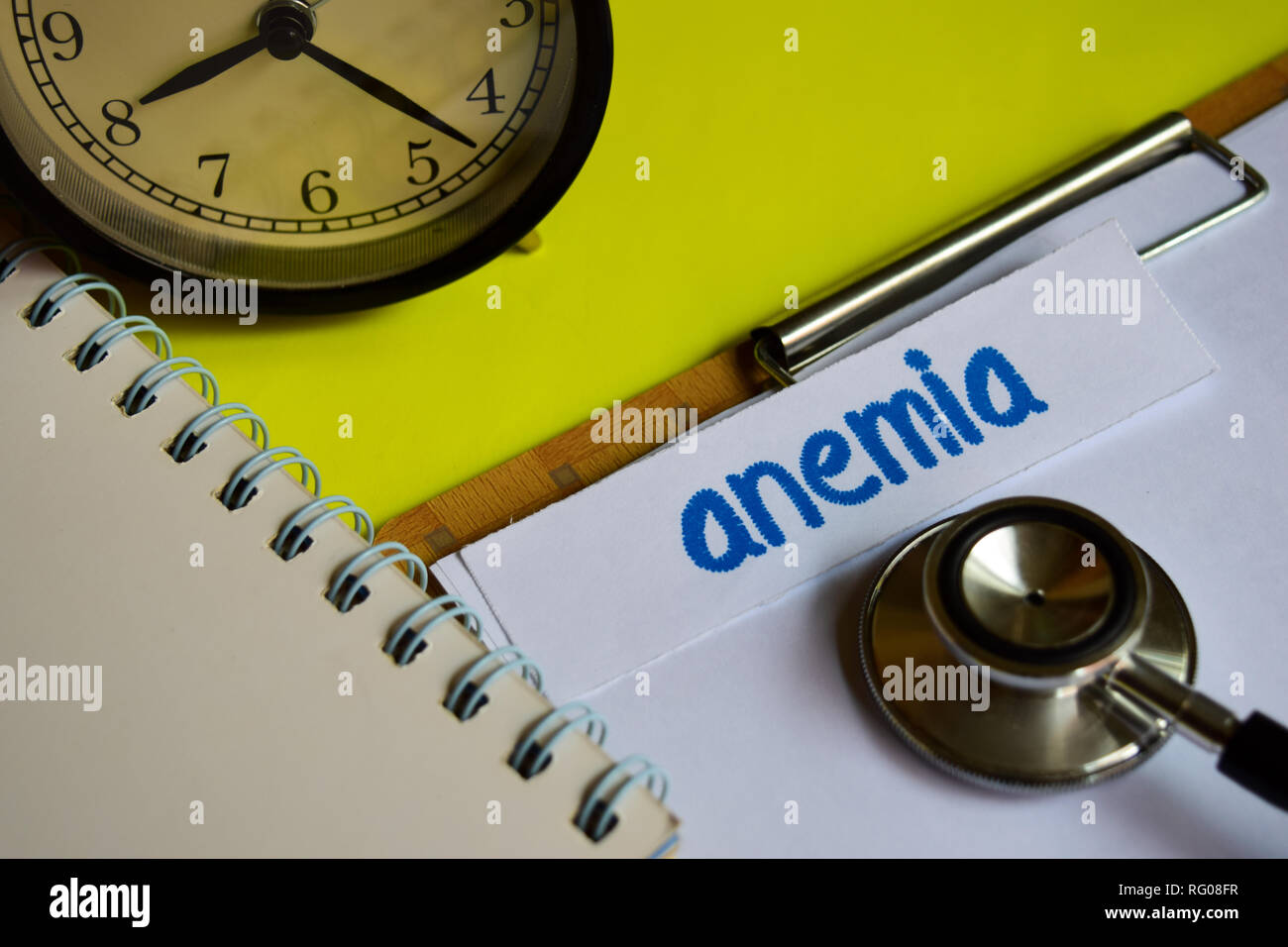 Anemia on healthcare concept inspiration on yellow background Stock ...