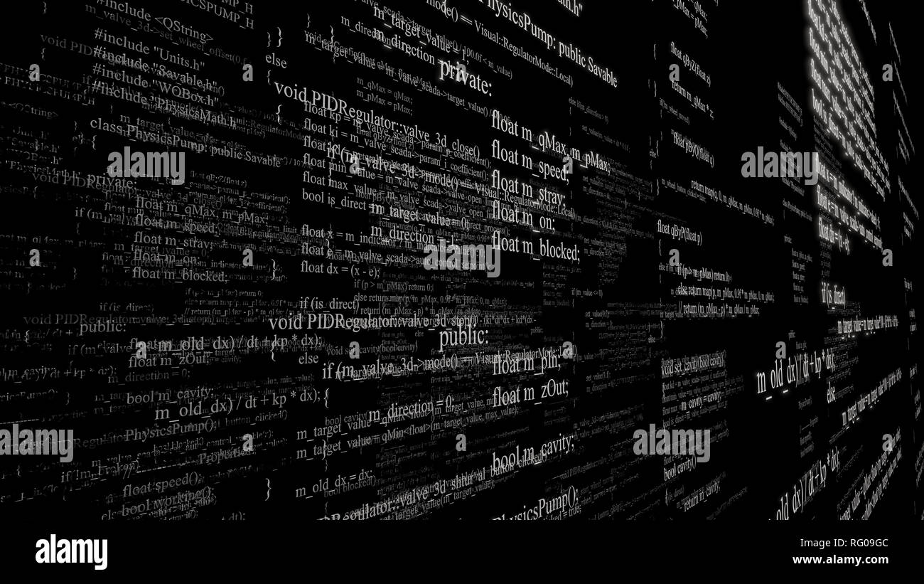 Software Source Code Layers Of Program Code On Black Background Stock 2930