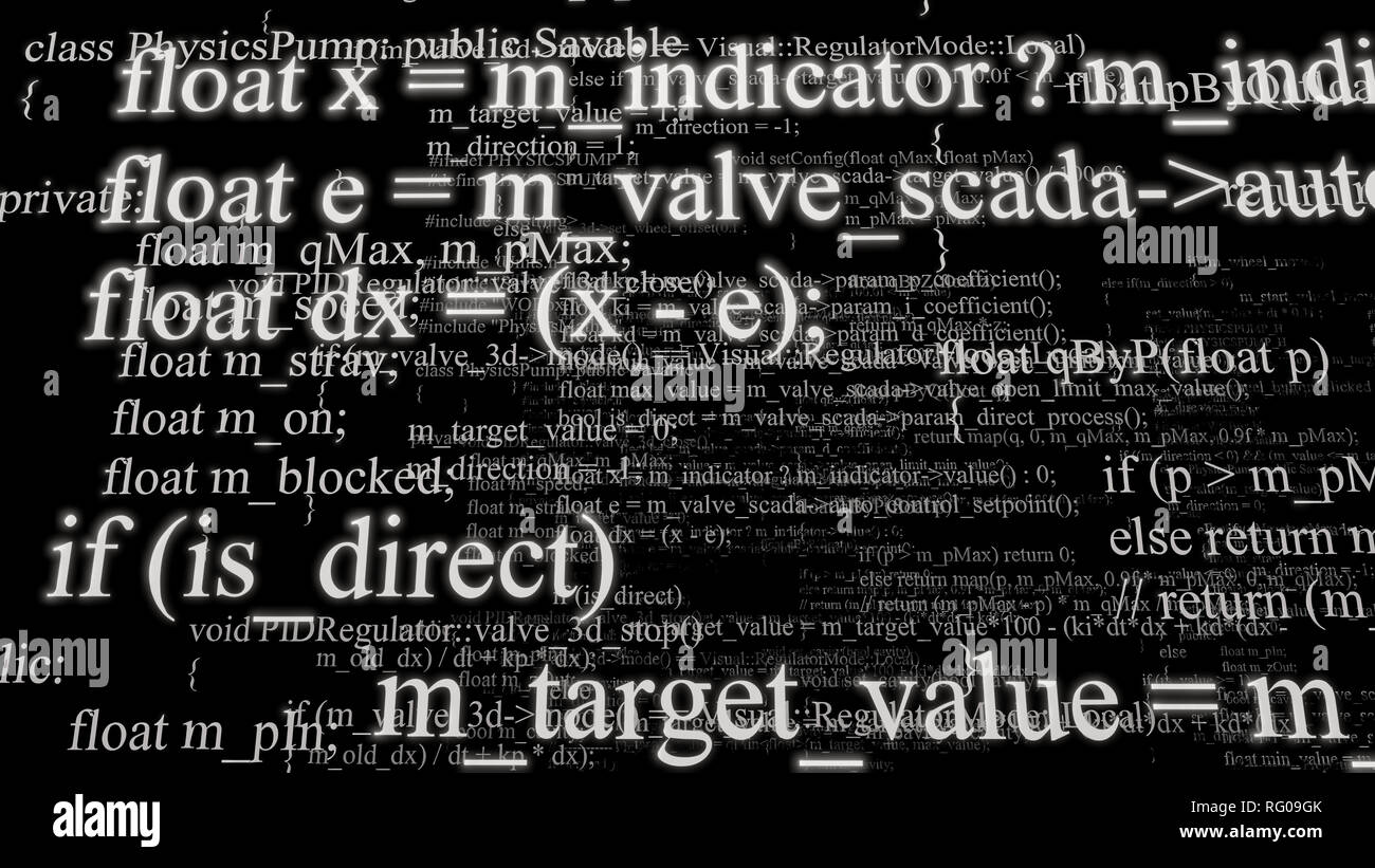Software Source Code Layers Of Program Code On Black Background Stock 0496