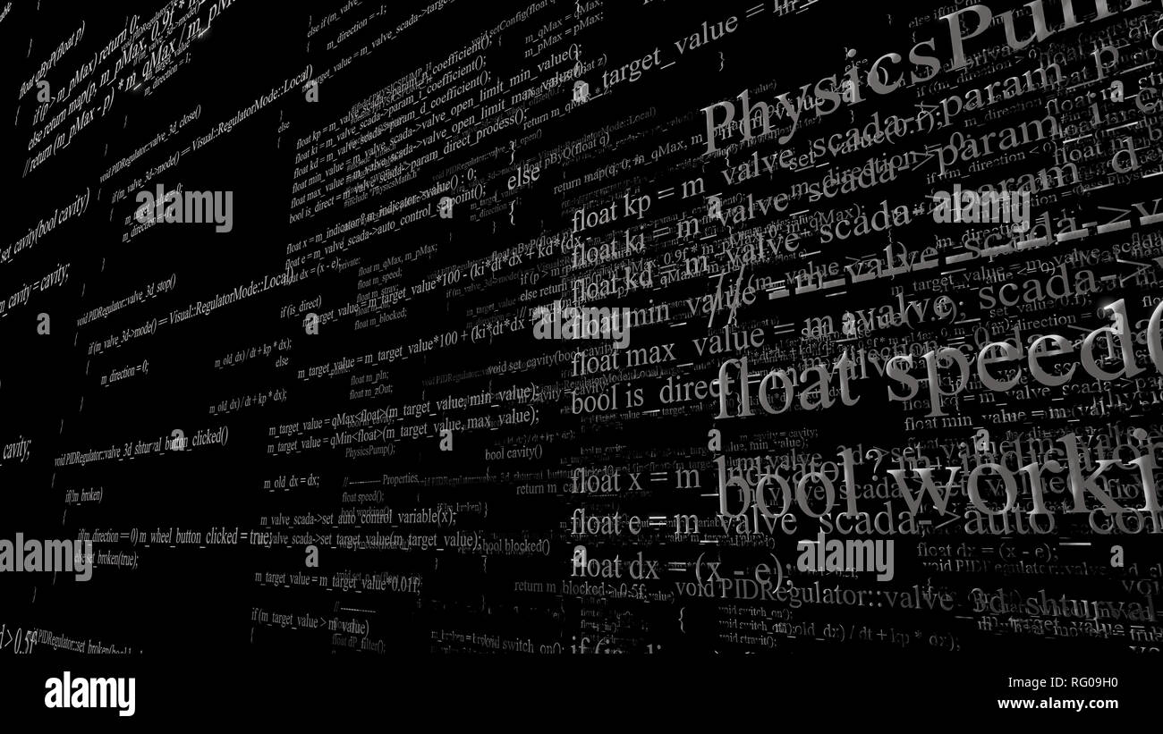 Software Source Code Layers Of Program Code On Black Background Stock 5070