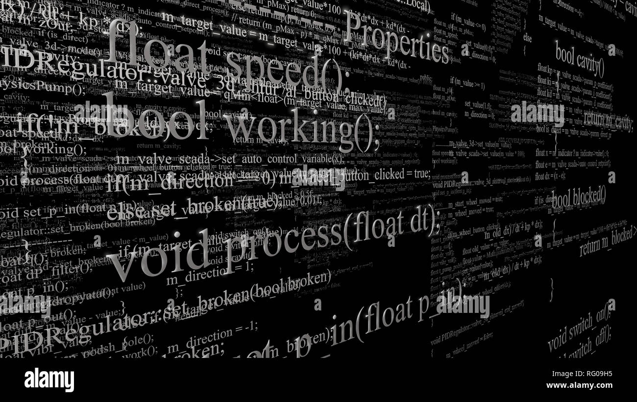 Software Source Code Layers Of Program Code On Black Background Stock 1567