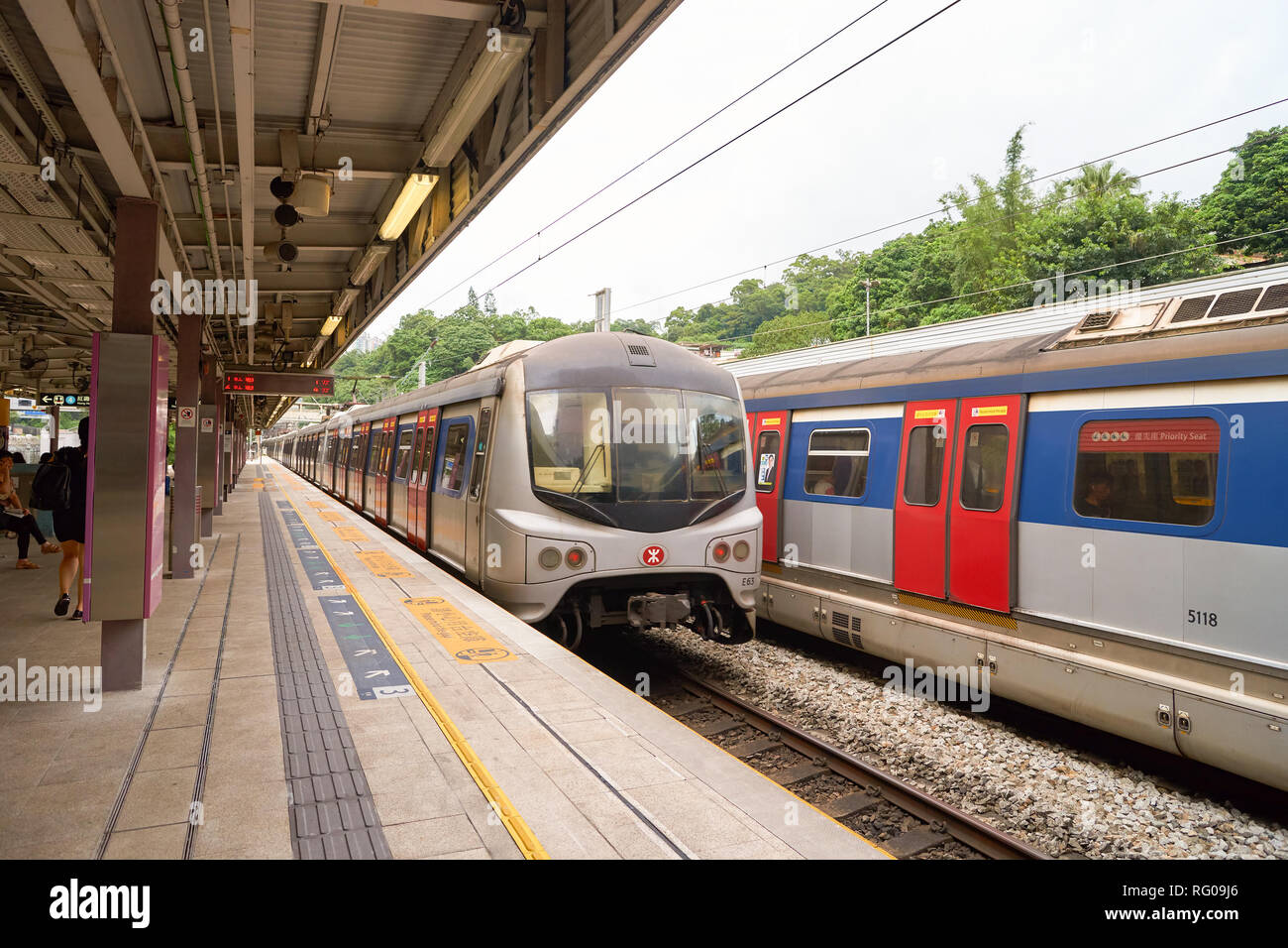 HONG KONG - SEPTEMBER 02, 2016: an MTR train on the East Rail Line. The ...