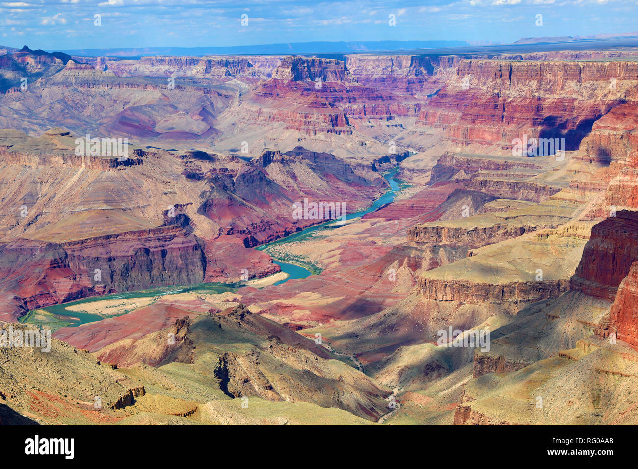 The Colorado River running through the Grand Canyon seen from the South ...