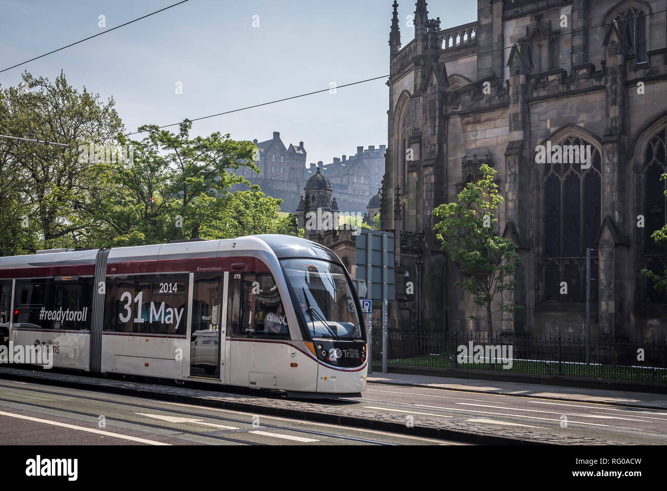 Edinburgh tram and bus hi-res stock photography and images - Alamy