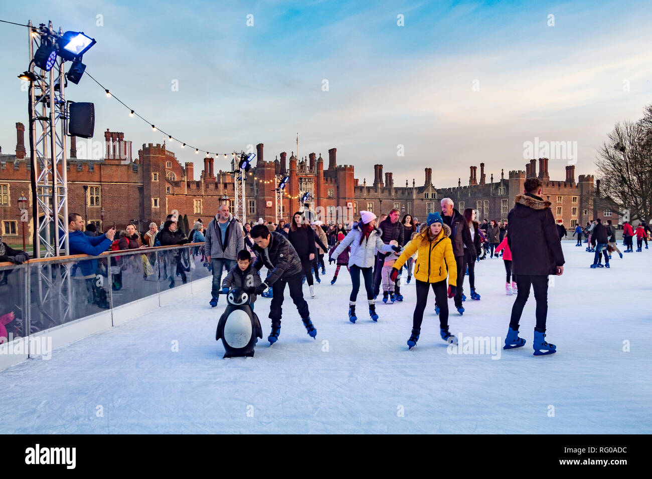 Ice Skating in Winter, Hampton Court Palace, London, England Stock ...